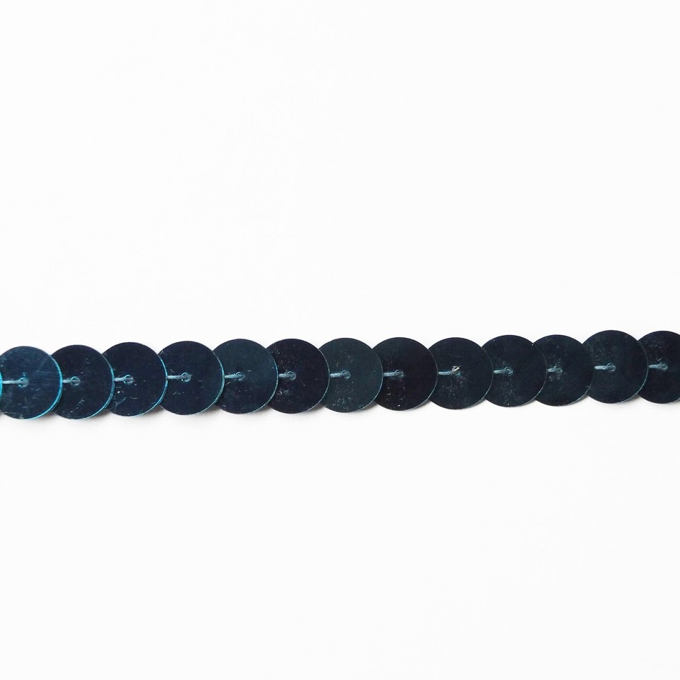Deep Turquoise Metallic Sequin Trim 10mm flat strung by the yard. Made ...