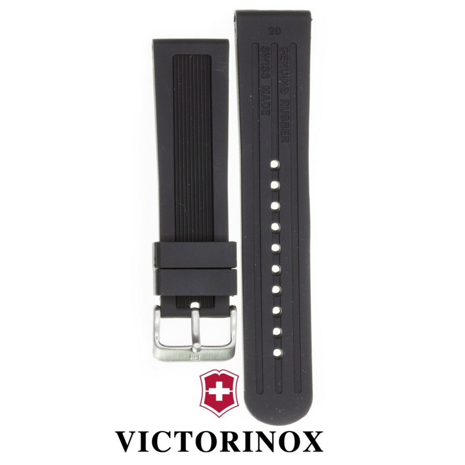 New Victorinox Swiss Army Rubber Strap Black Diver Watch Band 22mm 20mm ...
