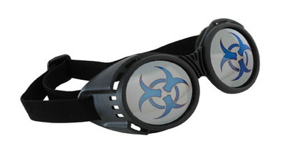 Steampunk Goggles Biohazard Adj Blk Plastic Frame With Printed Mirrored ...
