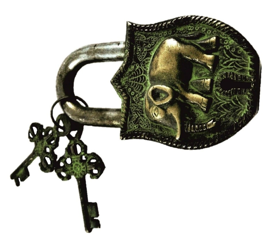 Elephant Shape Door Lock Victorian Style Handmade Solid Brass Padlock ...