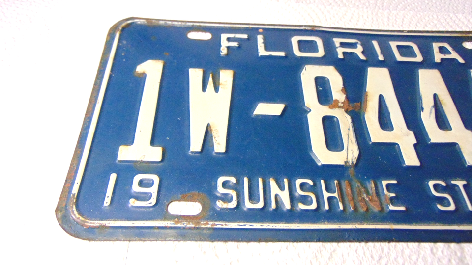 Vintage Florida License Plate 1956 #1W-84447 Dark Blue Dade County-Good ...