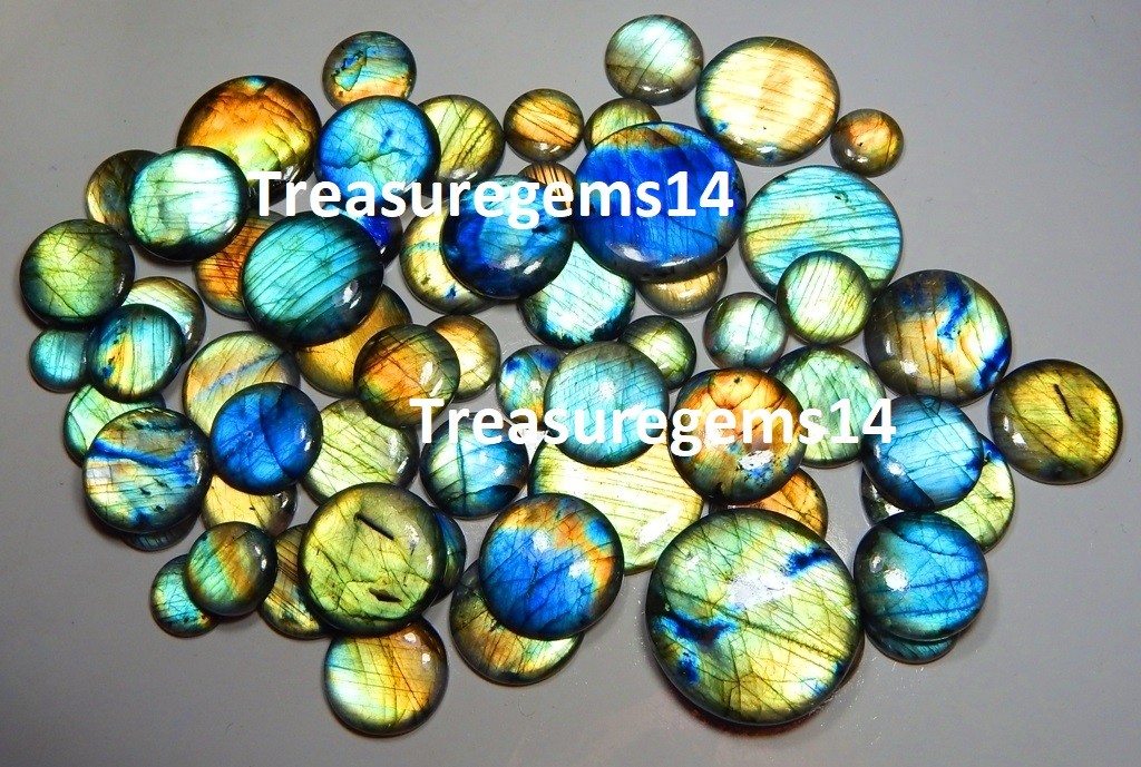 Multi Fire Labradorite Round 250crt 100% Natural Wholesale Lot Cabochon ...