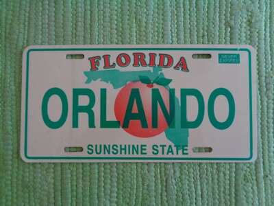 Vintage ORLANDO Florida LICENSE PLATE Booster Souvenir Tag Orange ...