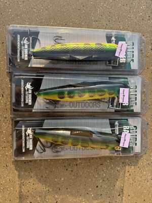 LOT OF 3 NEW 8" GLIDE RAIDER JOE BUCHER LURE NATURAL PERCH JERKBAIT ...