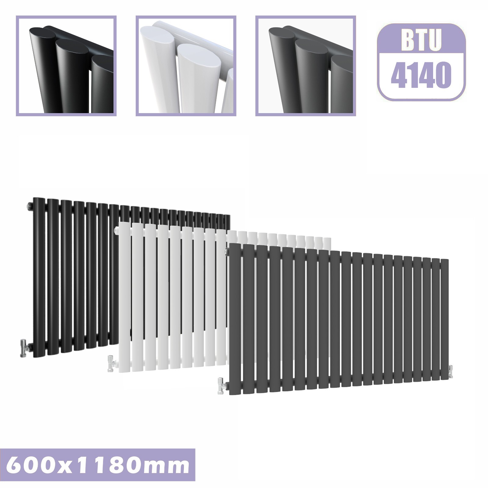 Oval Column Radiator Anthracite White Designer Central Heating ...