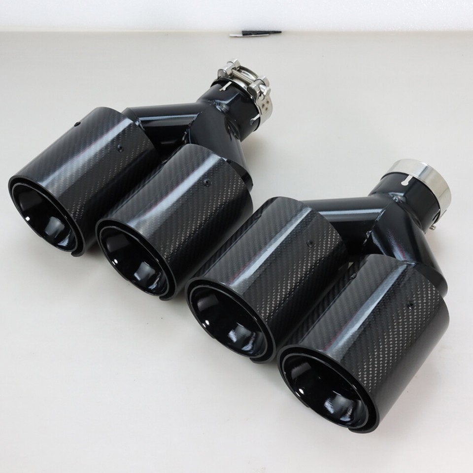 For BMW Dual Car Exhaust TWIN End Tips Tail Pipe 63mm In 101MM Out ...