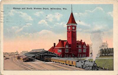 CNW Chicago North Western Railroad Depot Milwaukee Wisconsin 1924 ...