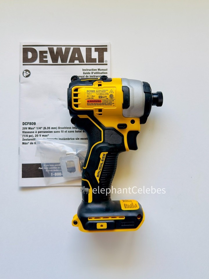 DeWALT DCF809 20V MAX ATOMIC Brushless Compact 1/4 in. Impact Driver ...