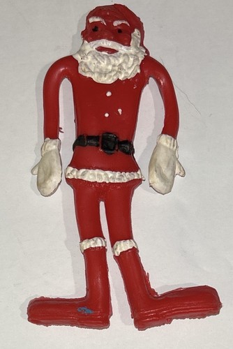 Vintage Santa Claus Rubber Pose Red Bend Bendy Christmas Toy Figure | eBay