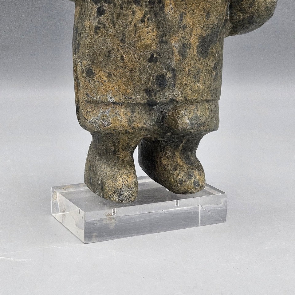 Inuit Stone Sculpture Hunter with Seal on Lucite Base | eBay