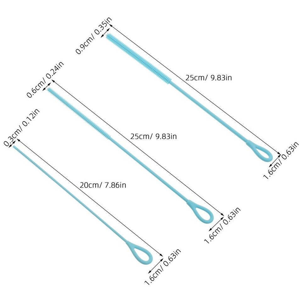 3pcs Bottle Straw Cleaner Silicone, 7.9" Long Handle Cleaning Brushes ...