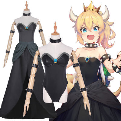 Bowsette Princess Bowser Peach Bodysuit Black Cosplay Costume Women ...