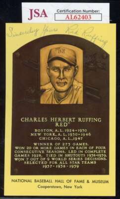 Red Ruffing JSA Coa Signed Gold Hall of Fame Plaque Autograph | eBay