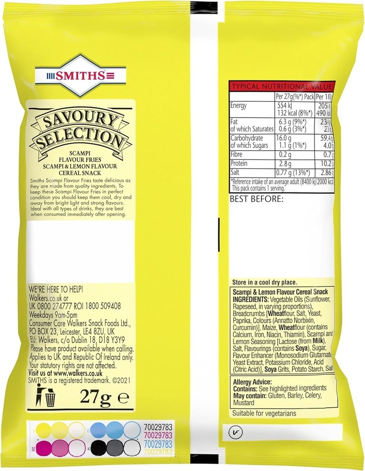 Smiths Savoury Selection Scampi Fries Carded Pub Snacks, 27g - Pack of ...