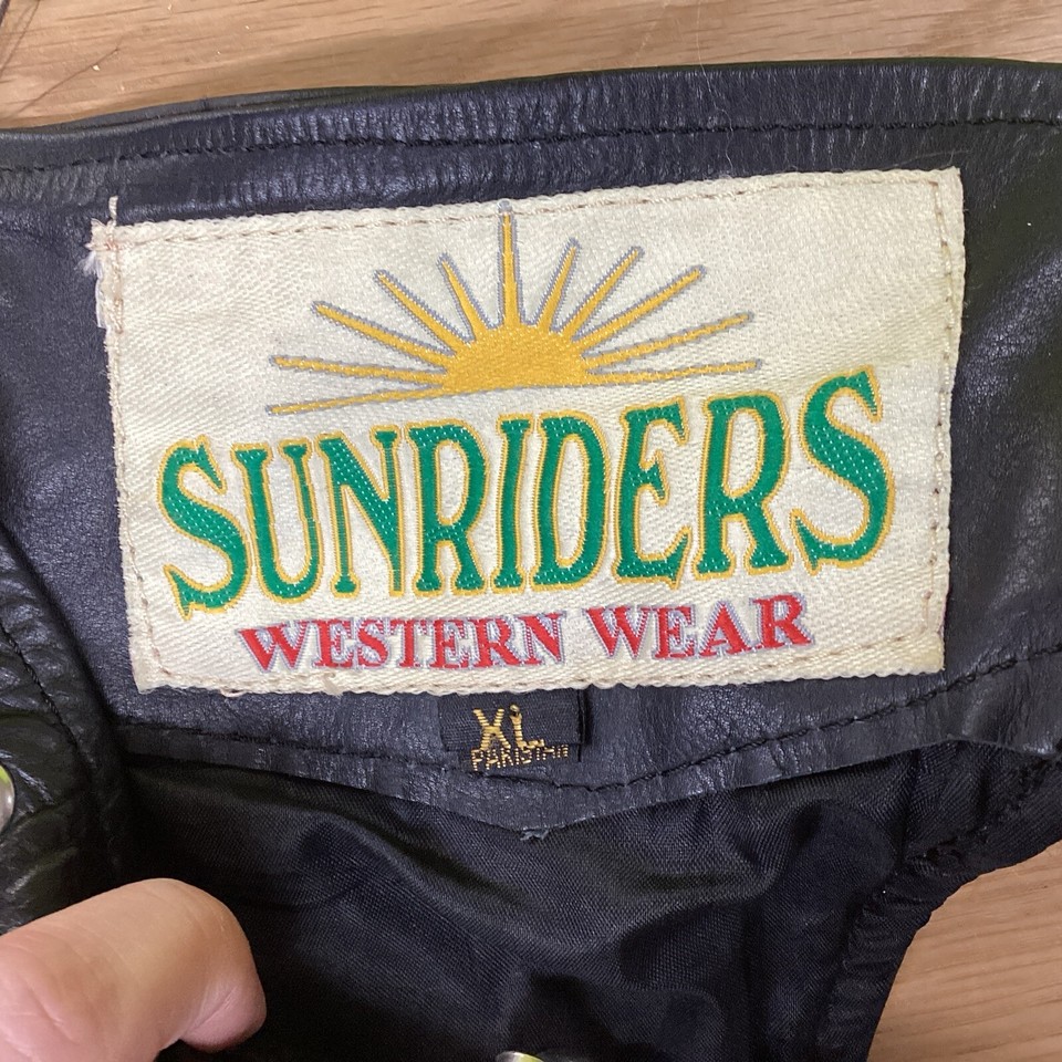 Womens Sunriders Western Wear Chaps And Vest Black Rare Tassel Size Xl ...