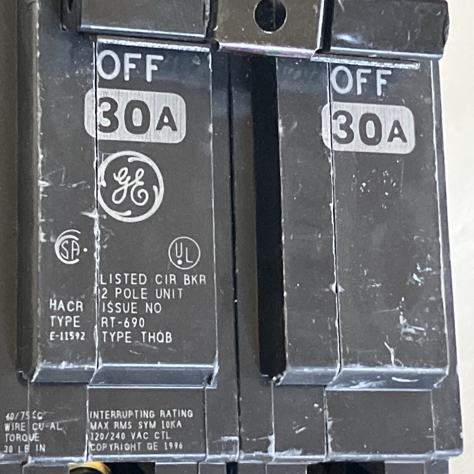 GE THQB2130, 30 Amp, 240 Volt, 2 Pole, Bolt-On Circuit Breaker 90 Day ...