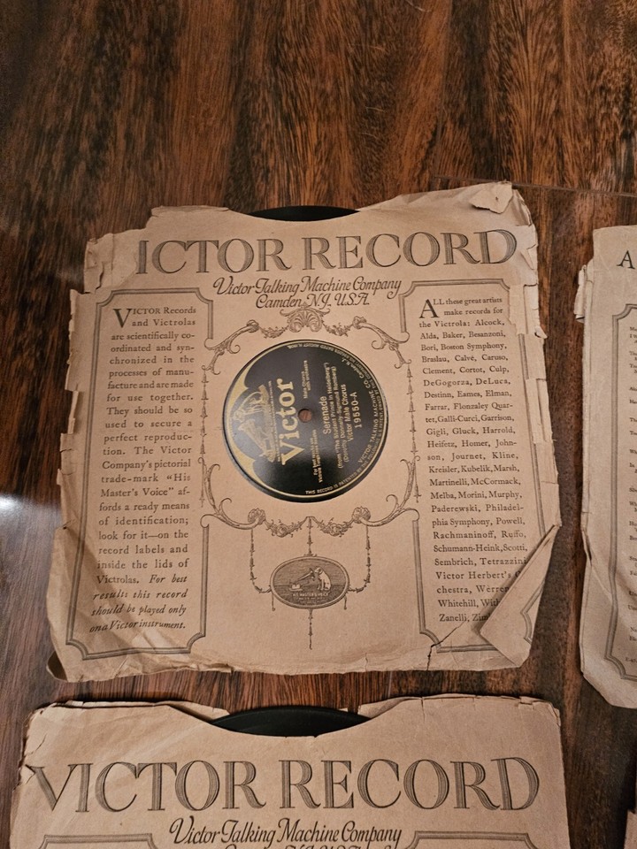 Antique Lot Of (6) RCA Victor Talking Machine Records W/Original Paper ...