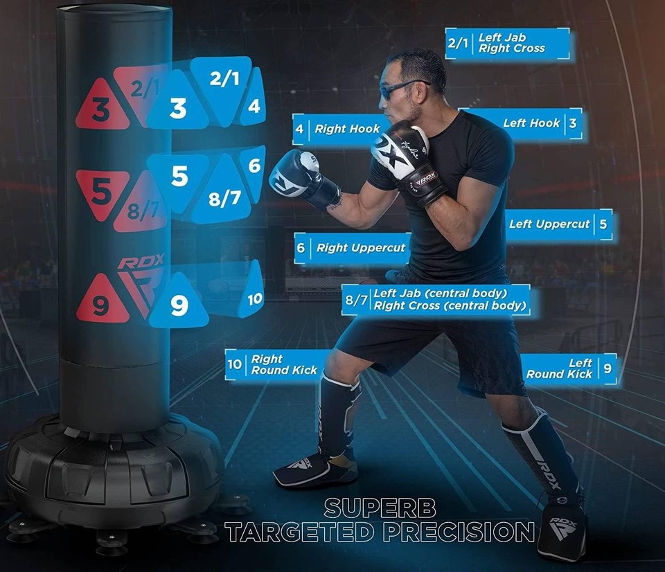 RDX XXL 330LBS Target Freestanding Punching Bag with Cover & Gloves ...