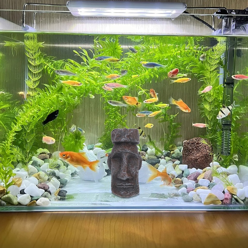 Sculpture Aquarium Stone Ornament Decorative Moai Statue | eBay UK