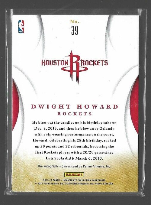 2013-14 Panini IMMACULATE INK Dwight Howard Auto Serl'd/60 autograph ...