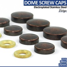 12x ELECTROPLATED RUSTIC SCREW CAPS THREADED SCREW CAPS VINTAGE DOME ...