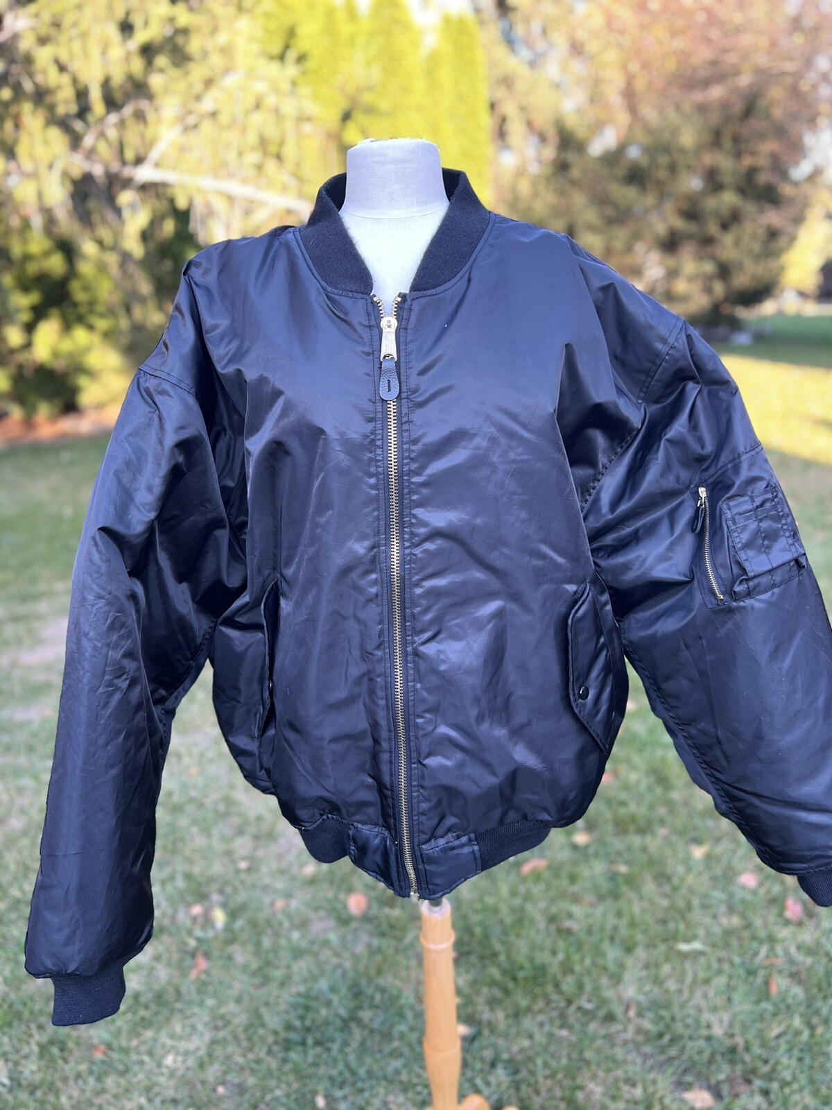 Men’s Reversible Bomber/Flight Jacket Black/Orange XX… - Gem