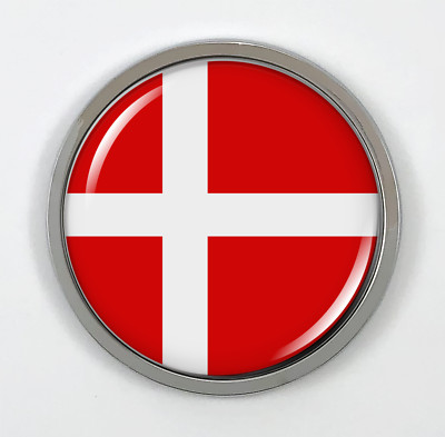 Emblem Car Sticker Chrome ROUND Bezel - Denmark Flag | eBay