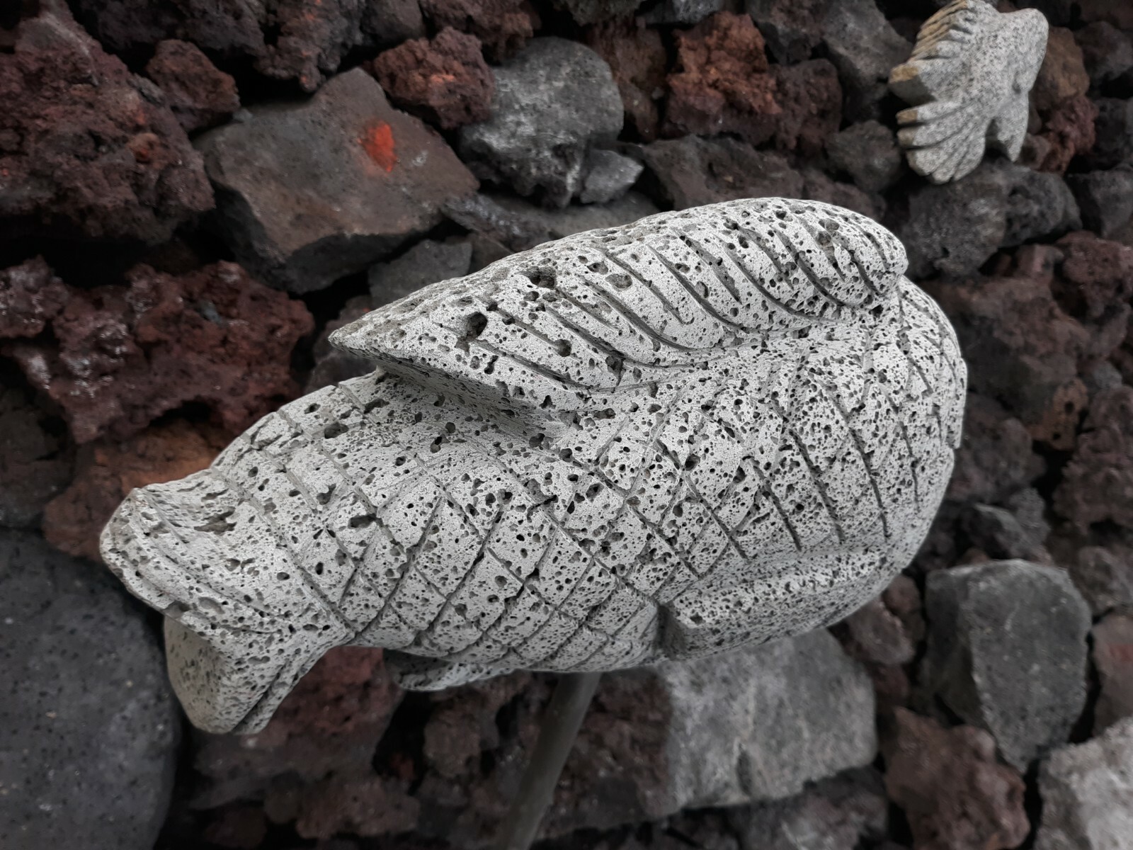 Hawaiian Basalt Stone Fish Figurine Sculpture Yard Art Garden patio ...