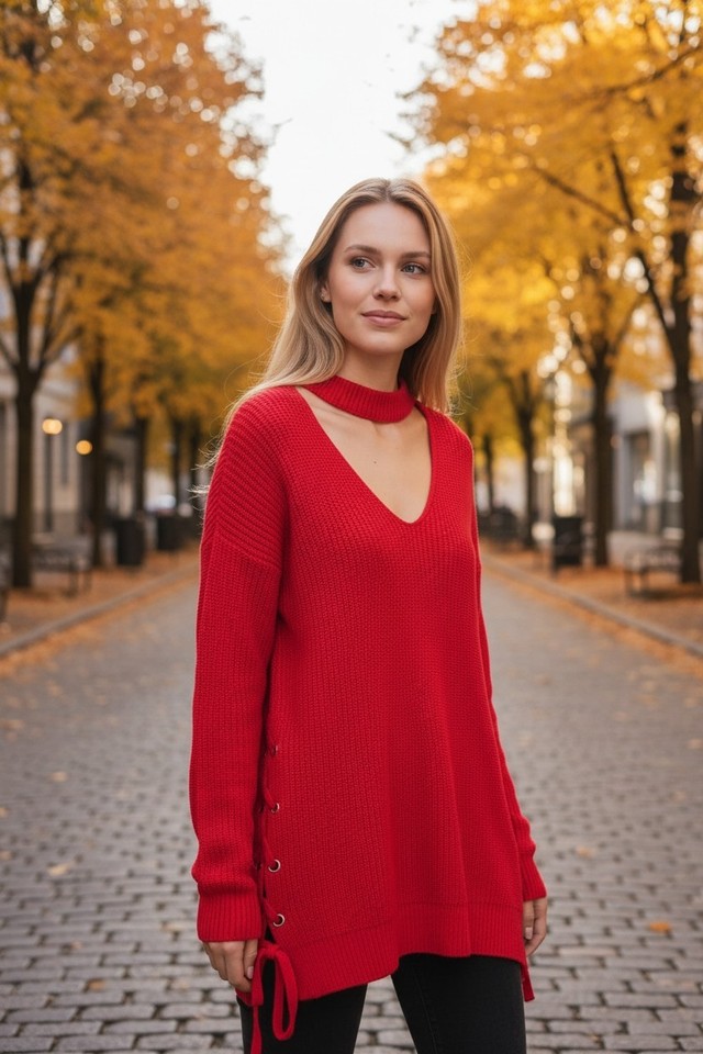 NWT GUESS Alexya Chocker Sweater Popping PINK Size Large | eBay UK