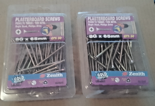 Plasterboard Screws 8g x 65mm Bugle Head fixing to Timber 2 x 50 packs ...