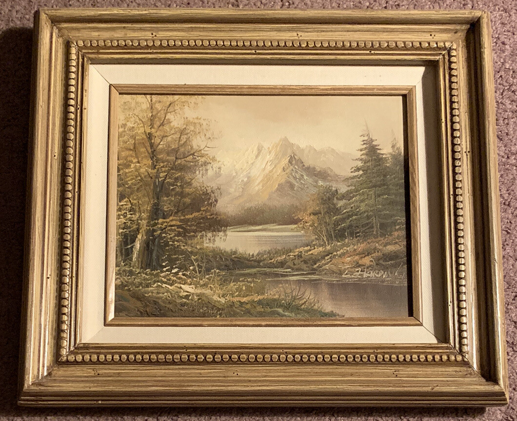 L HARDING Signed Landscape Oil Painting w/ Anco Bilt Frame 16 x 13 RARE ...