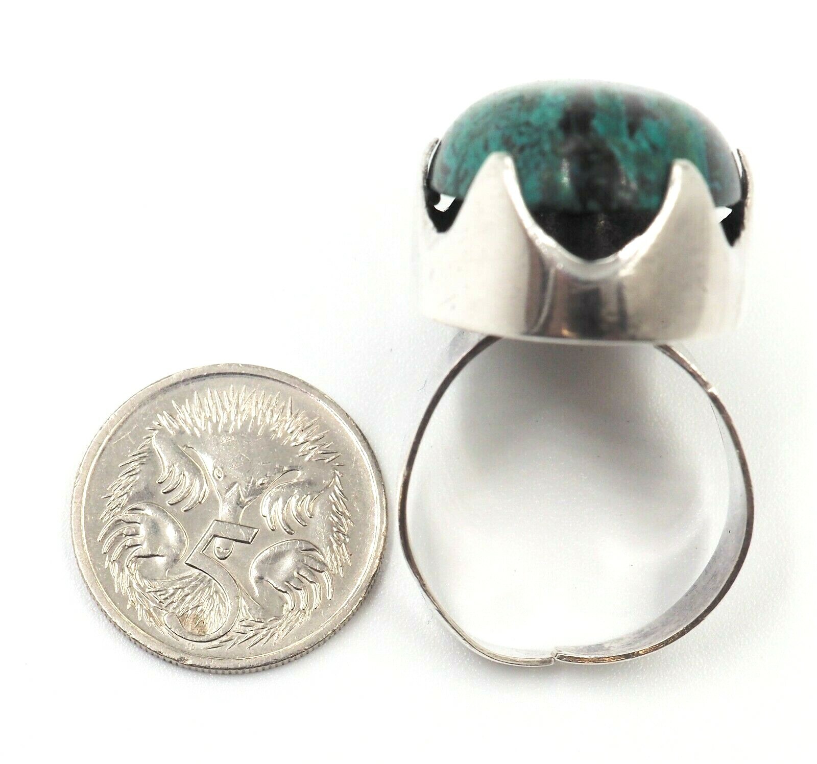 Rare Israel Eilat Stone Ring 925 Sterling Silver Hall… - Gem