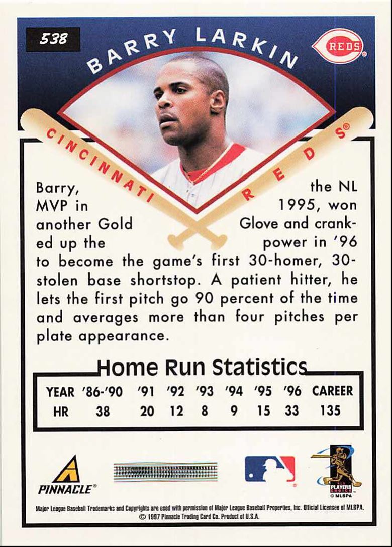 1997 Score Barry Larkin Cincinnati Reds #HR538 | eBay