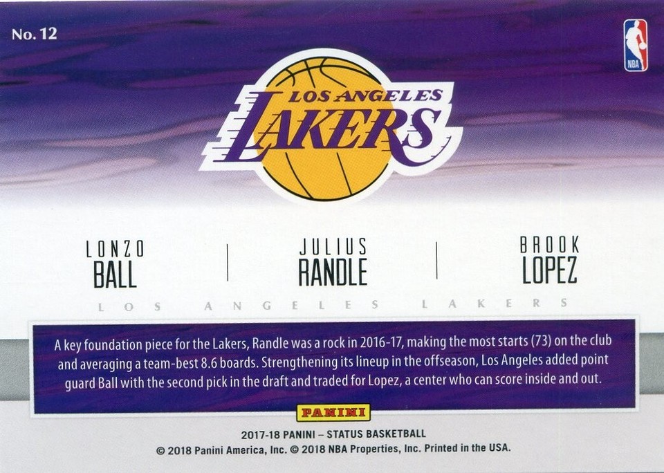 2017-18 Panini Status LONZO BALL JULIUS RANDLE BROOK LOPEZ FACTIONS #12 ...