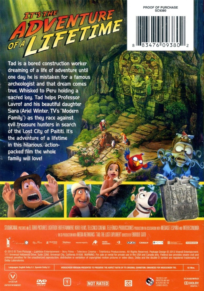 Tad: The Lost Explorer (DVD, 2012) 883476093802| eBay