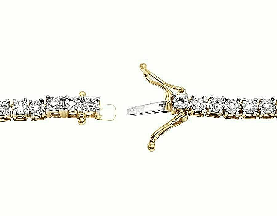 Men's Genuine Diamond 1 Row Chain Necklace in Sterling Silver 1.75 ...