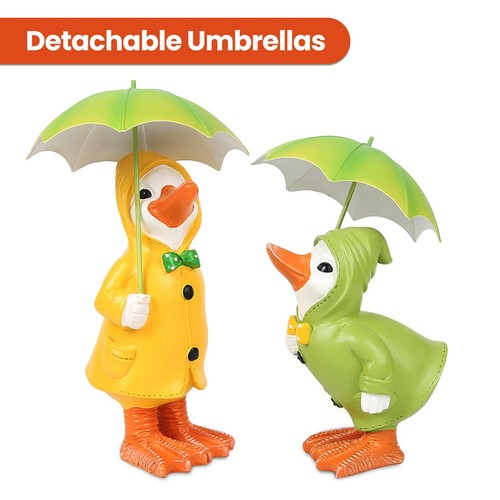 2PACK Dilly and Dally Garden Ducks with Detachable Umbrella Garden8132 ...