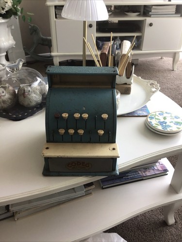 VINTAGE 1950s CODEG METAL CASH REGISTER TILL RETRO TOY MADE IN ENGLAND ...