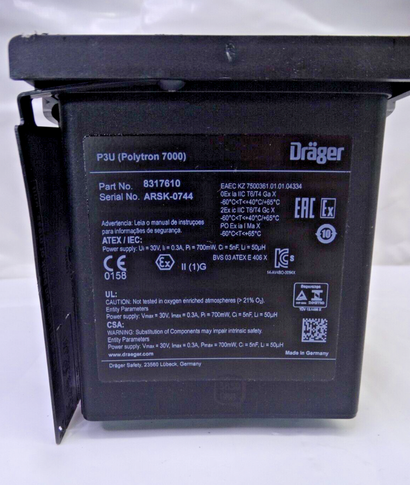 Drager P3U Polytron 7000 Toxic Gas Detector 8317610, For PARTS/ REPAIR ...