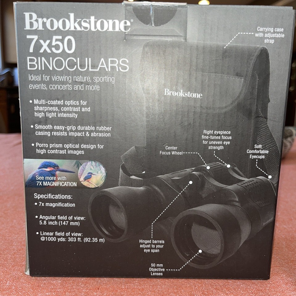 Brookstone 7 x 50 Binoculars w/Carrying Case #SMBKN-38579 Open Box New ...