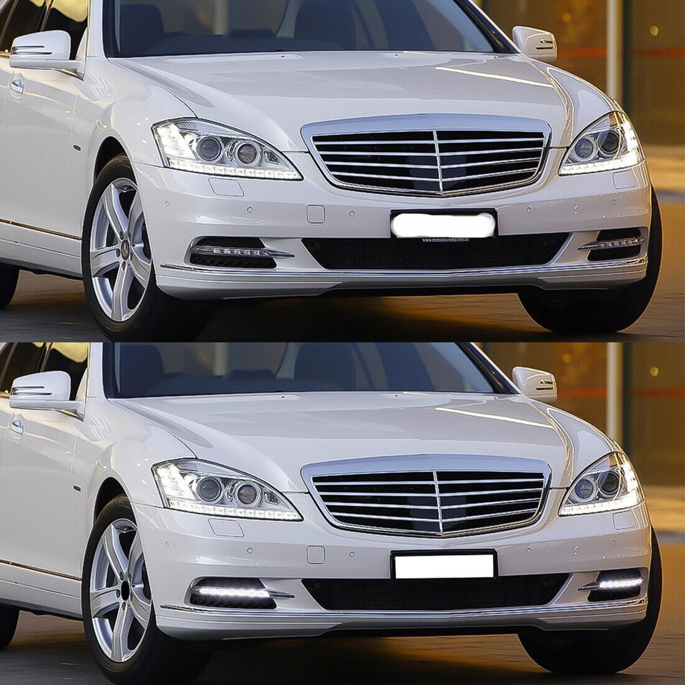 For Mercedes Benz S-Class W221 09-13 Pair LED Daytime Running Light DRL ...