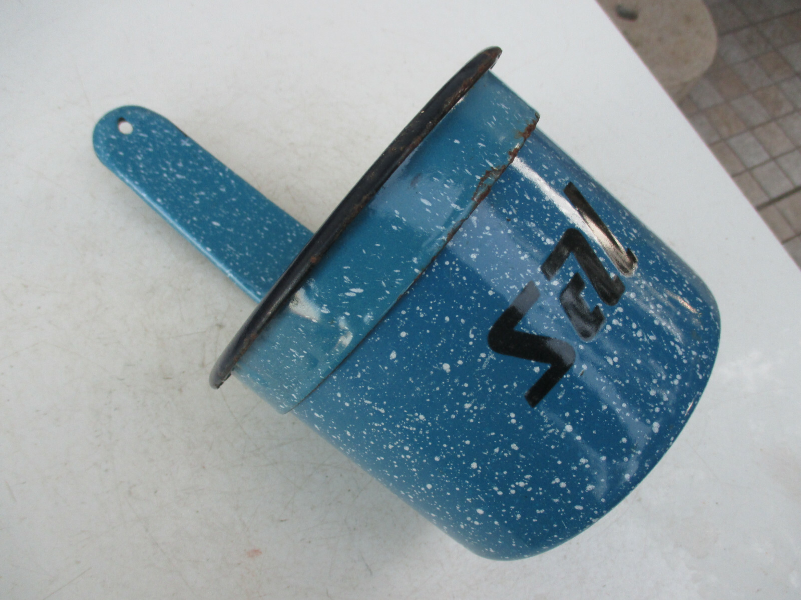 Vintage 1950 Enamel Granite Blue Kitchen Container Salt Box With Ring ...