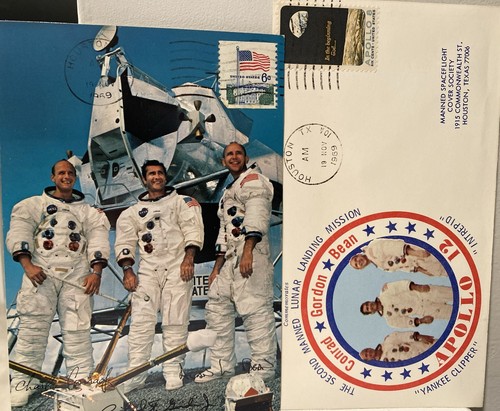 APOLLO 12 LAUNCH /CREW PIC SPACE COVER 2CD MISSION TO MOON & CREW PIC ...