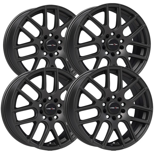 (4) Vision 426 Cross 14x5.5 5x100/5x4.5" +38mm Matte Black Wheels Rims ...
