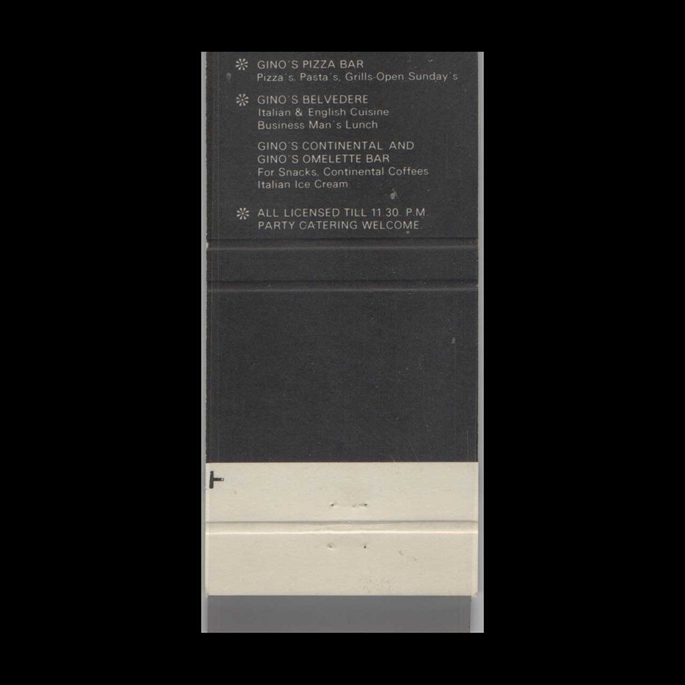 Matchbook Cover - Pizza Place Gino's Pizza Bar Birmingham | eBay