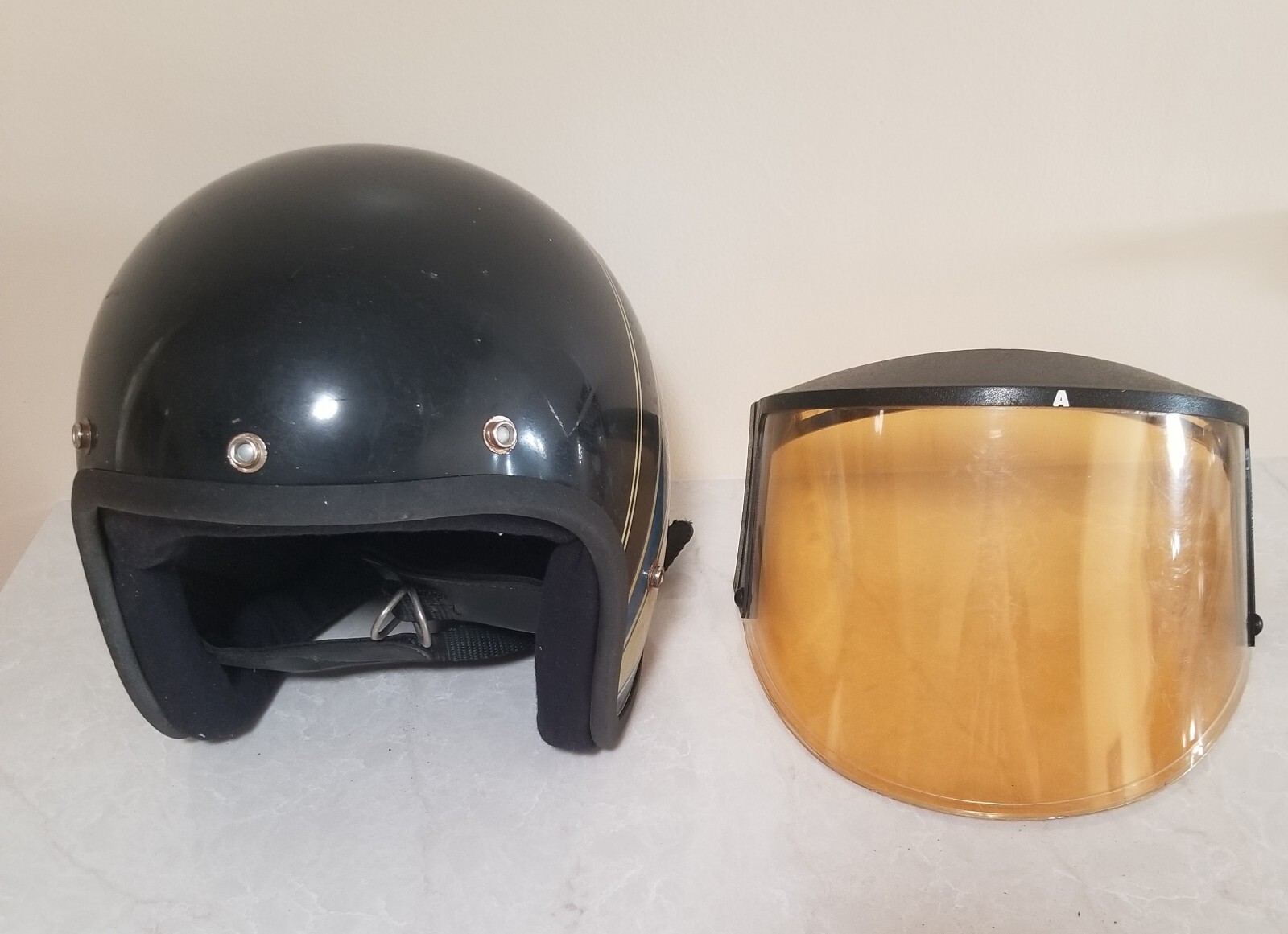 VTG 3/4 Open Face DOT Adult YAMAHA Motorcycle Helmet w Amber Face ...