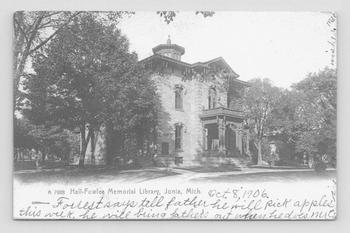 IONIA, MICHIGAN, HALL - FOWLER MEMORIAL LIBRARY, 1909 Rotograph UDB | eBay