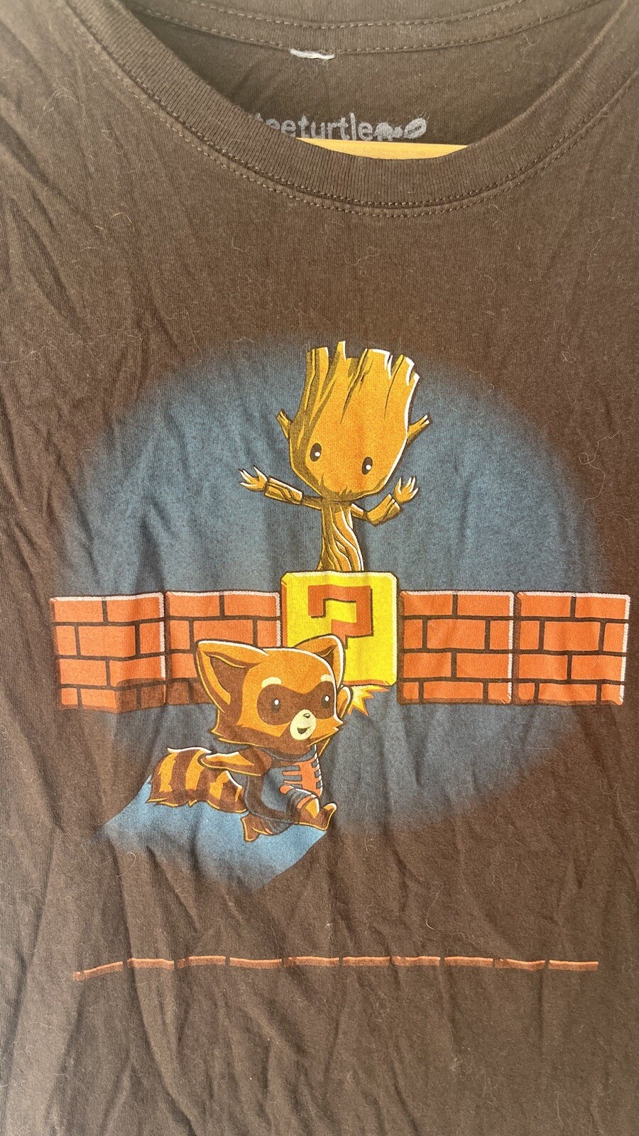Teeturtle Marvel Groot And Panda Graphic Tee Brown Size XL Short Sleeve ...
