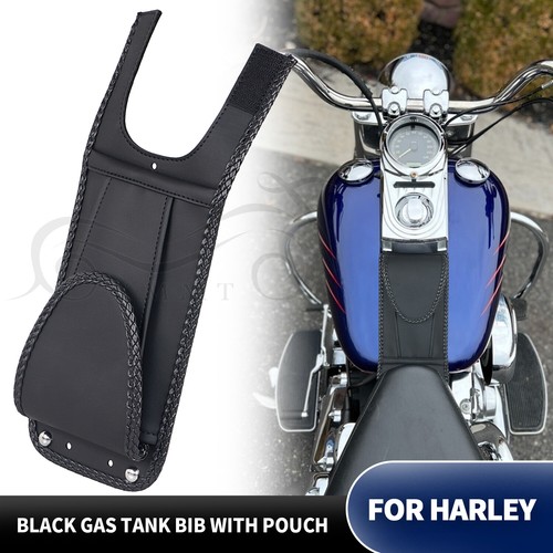 Black Gas Tank Bib W/Pouch For Harley Fat Boy FLSTF Heritage Softail ...