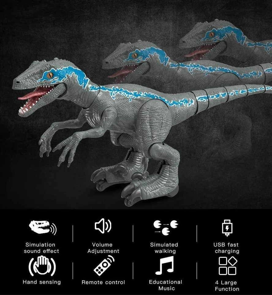 RC Jurassic Remote Control Dinosaur Toy Realistic Raptor Velociraptor ...